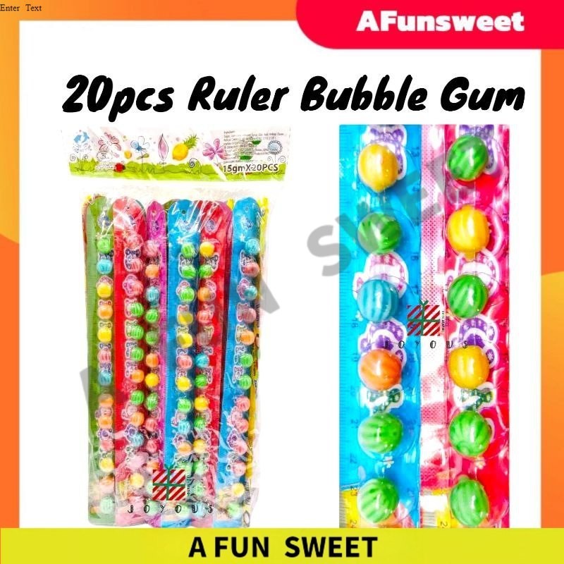 Twinfish Ruler Rainbow Candy bubble gum Gula Colourful 20pcs x 15g ...