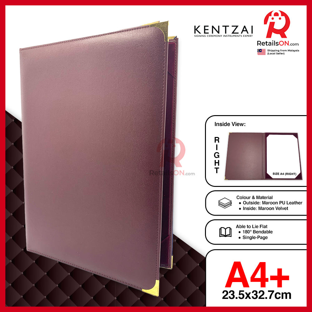 KENTZAI Signing Ceremony Folder - A4 Doc Holder PU Leather - Maroon ...