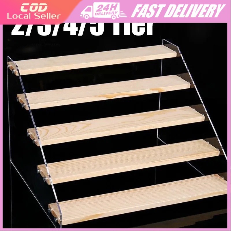 Clear Acrylic Wood Display Stand For Figure Display Rack Cosmetic ...