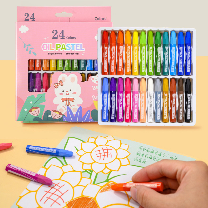 Viral!! Coloring CRAYON CONTAINS 24 AND 12 COLORS OIL BASE PIGMENTING ...