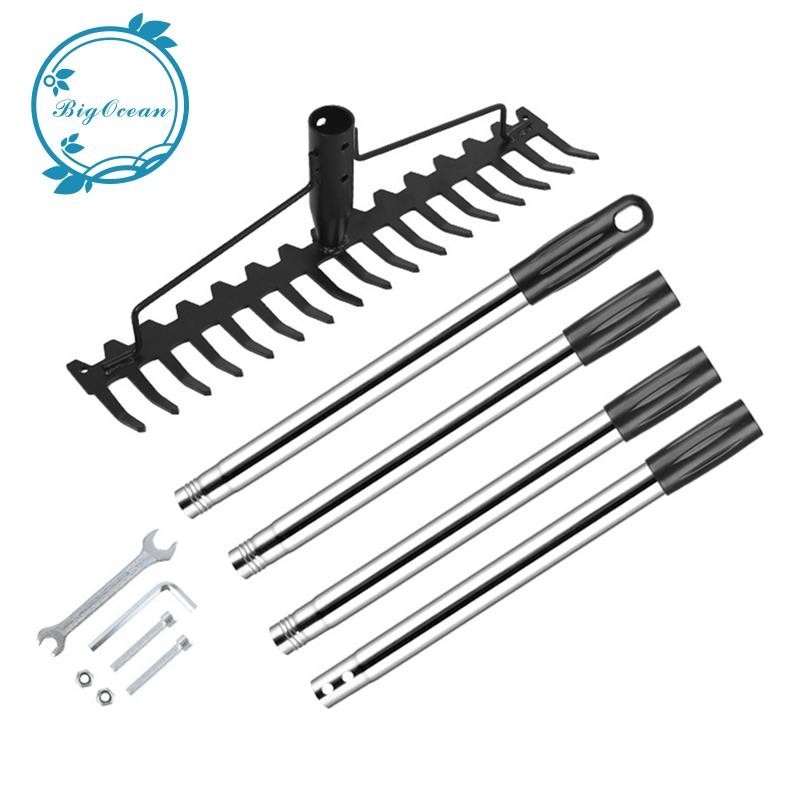 Bow Rake Heavy Duty Garden Rake 17 Steel Tines Metal Head Rake Tool for ...