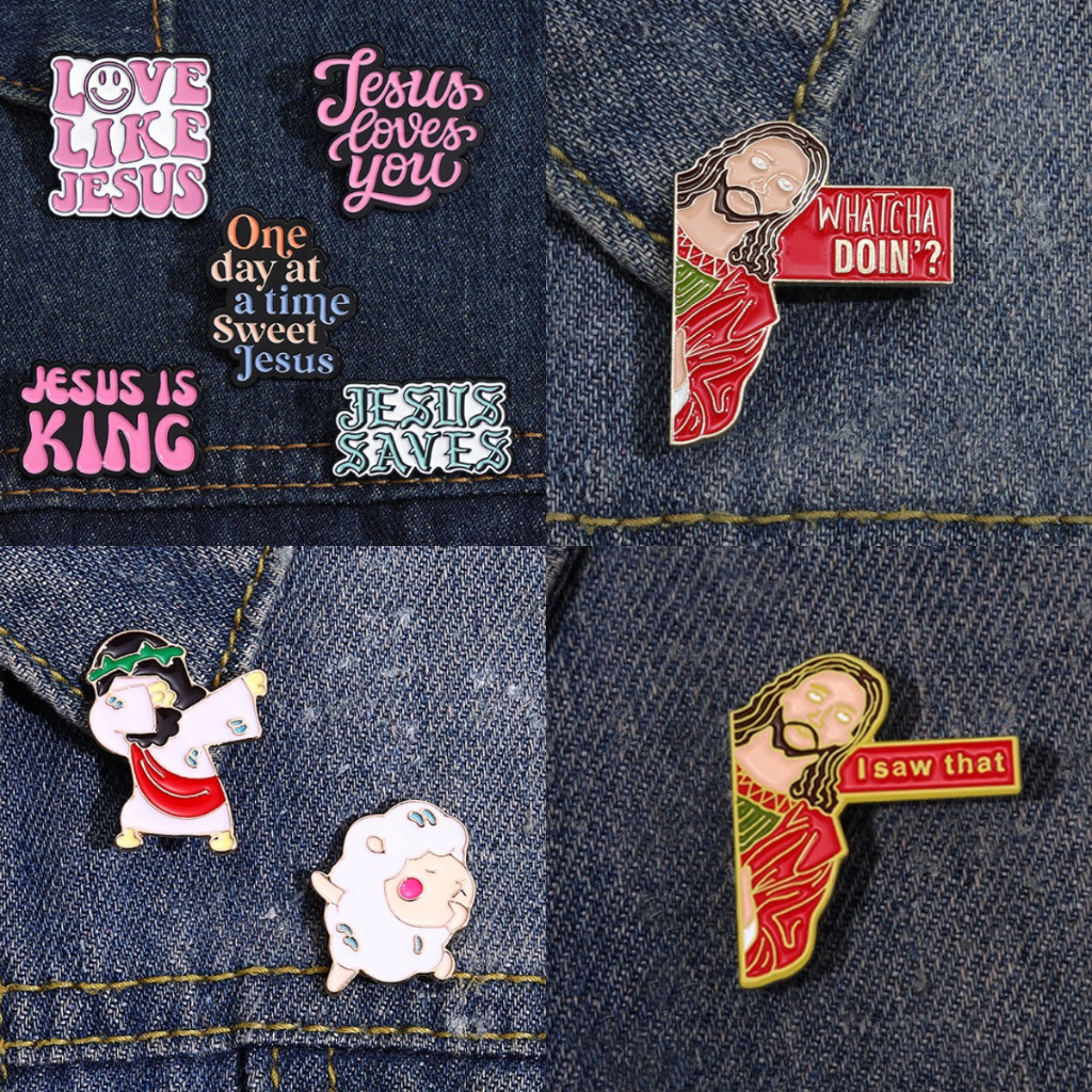Store Ainna 40 Styles Jesus Badges Messiah Lapel Pins Cartoon Character ...
