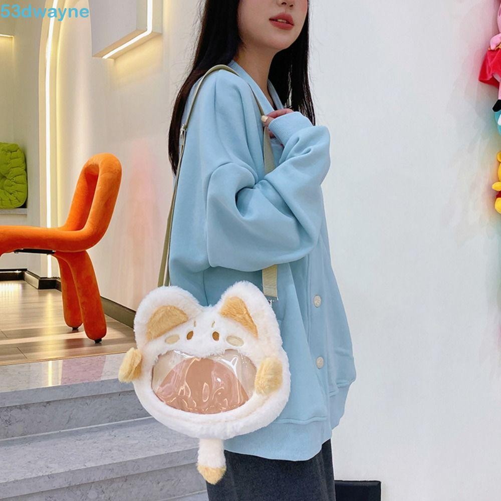 DWAYNE Cute Cat Shoulder Bag, Doodle Meow Preppy Style Transparent ...