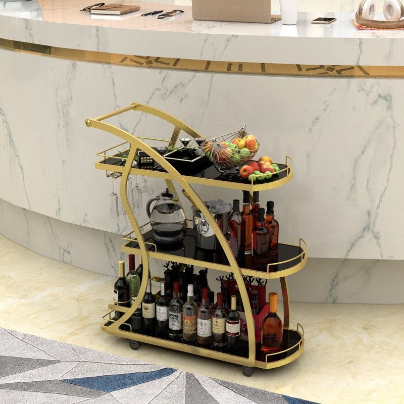 Golden Hotel Dining Cart Mobile Food Delivery Cart Dining Room Living ...