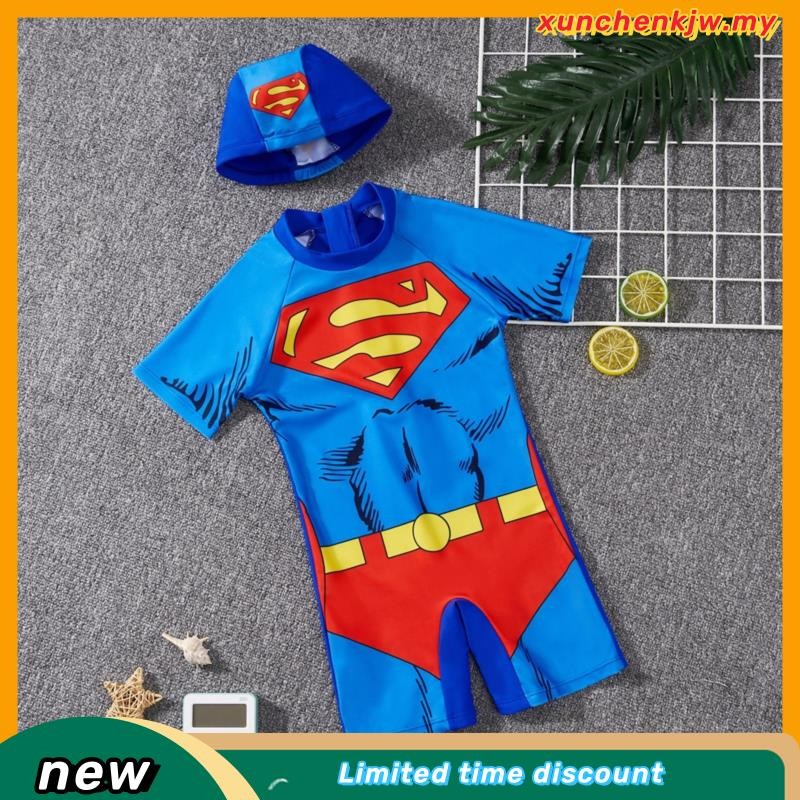 Children Boys Swimsuit Kids Ironman Spiderman Superman Cartoon Swimwear ...