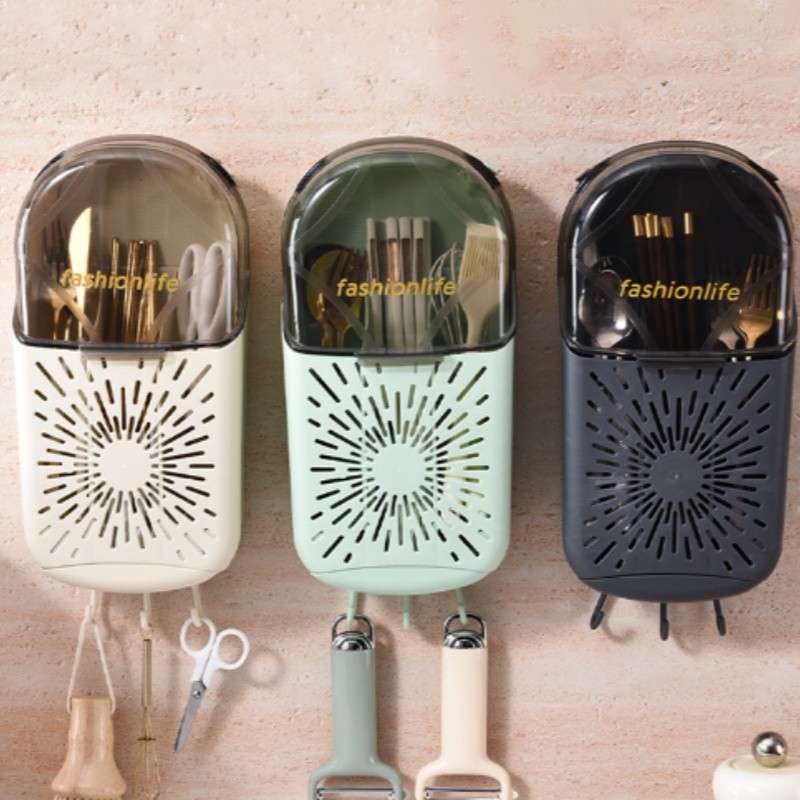 Wall Mounted Flip top Chopstick Storage Box Container with Lid for ...