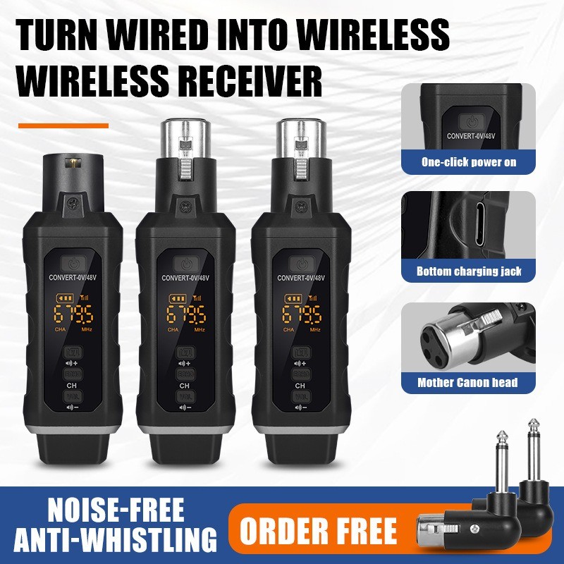 Wireless Microphone XLR Transmitter Receiver 2.4Ghz Wired Change to ...