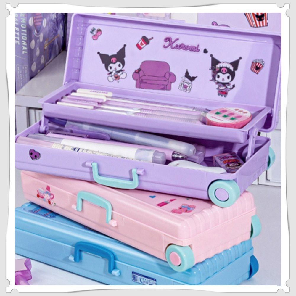 Sanrios Trolley Case Shaped Pencil Box With Sticker And Clips Kawaii ...