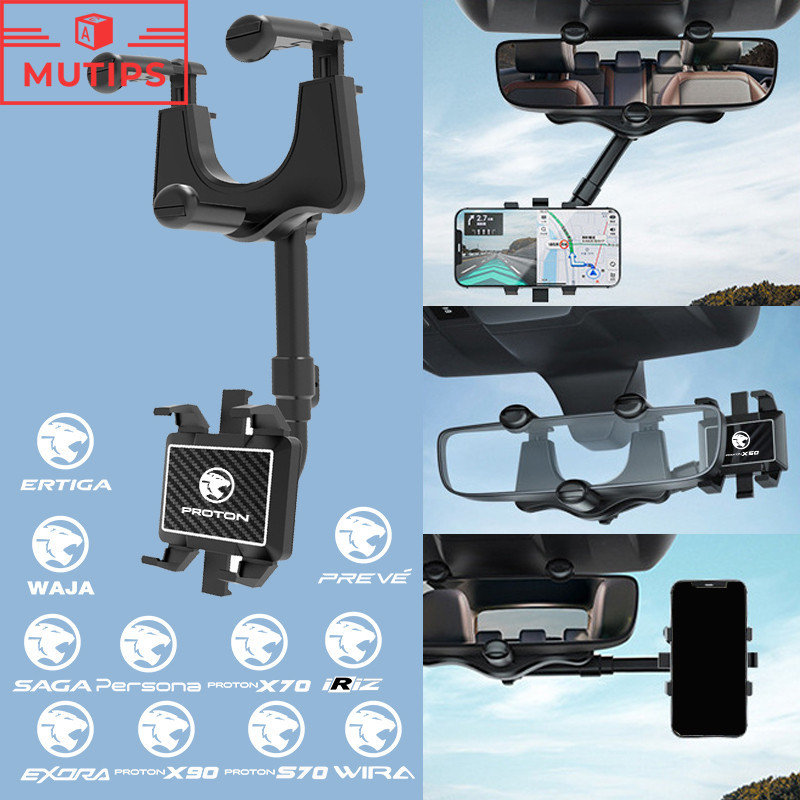 Proton Car Rear View Mirror Clip Phone Holder 360° Rotated Grip Stand ...