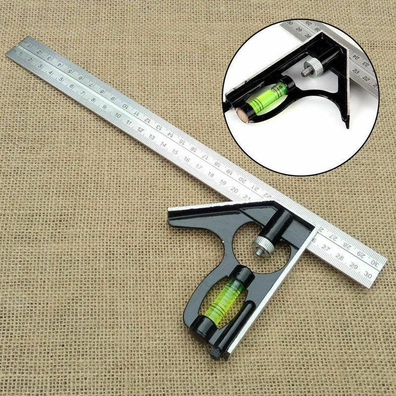 12 INCH ADJUSTABLE COMBINATION RIGHT ANGLE RULER 45 / 90 Degree with ...