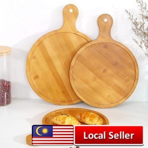 Wooden Serving Plate Tray Round Pizza Serving Plate Board Papan Landas ...