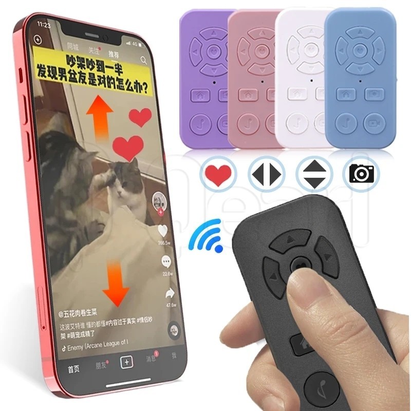 Bluetooth Remote Control - Tiktok Nine Button Remote Control - Self-Timer Camera Stick Shutter ...