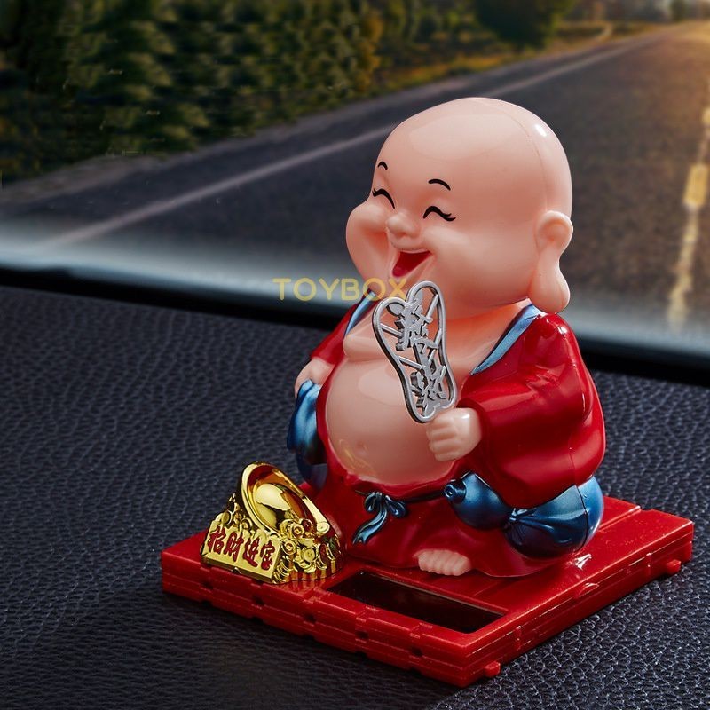 Solar Little Monk Creative Car Ornaments Dashboard Decoration Chinese ...