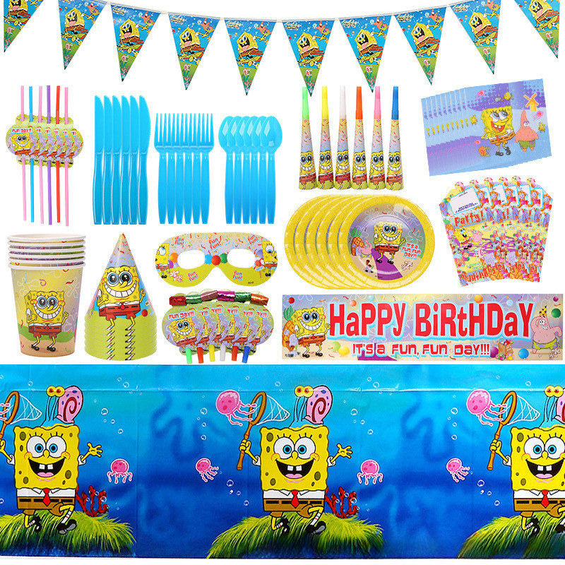 SpongeBob SquarePants Theme Party Decoration Banner Kids Birthday Gifts ...