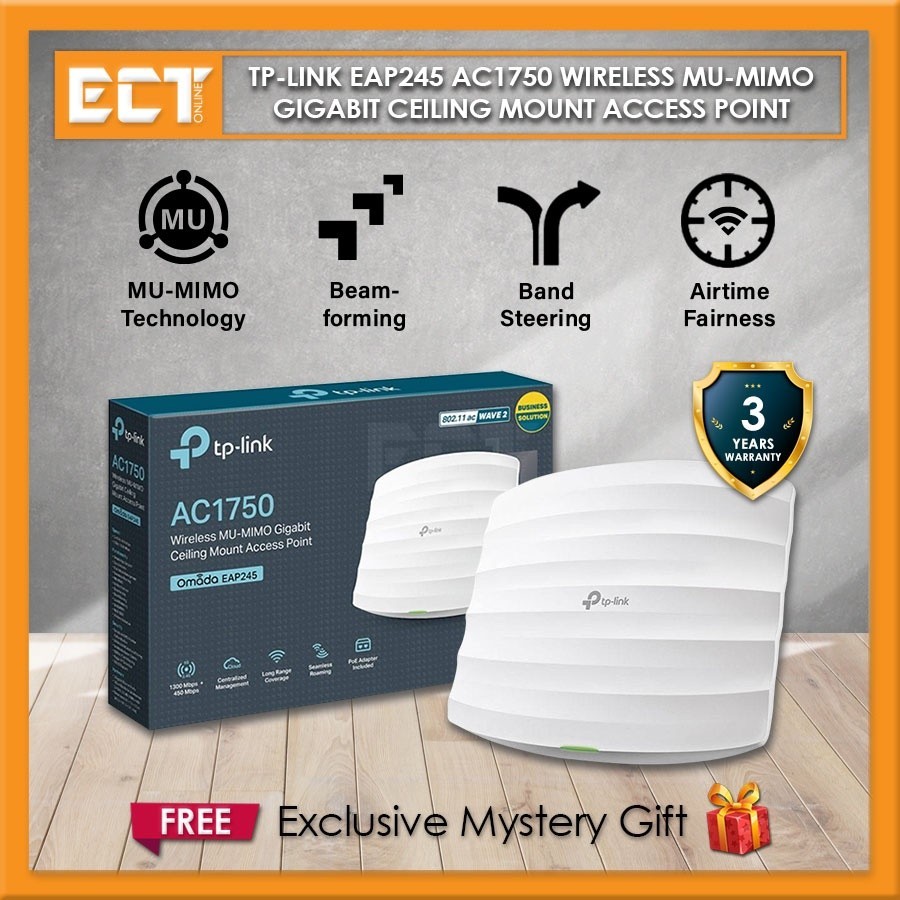 TP-Link EAP245 AC1750 Wireless MU-MIMO Gigabit Ceiling Mount Access ...