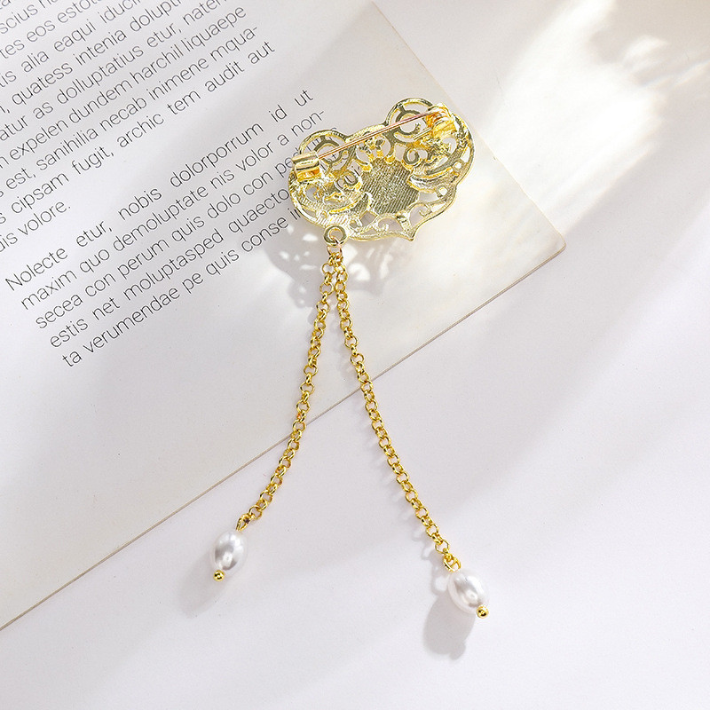 Tassel Brooch tudung shoulder pin/shoulder brooch Pearl Oil-Spot ...