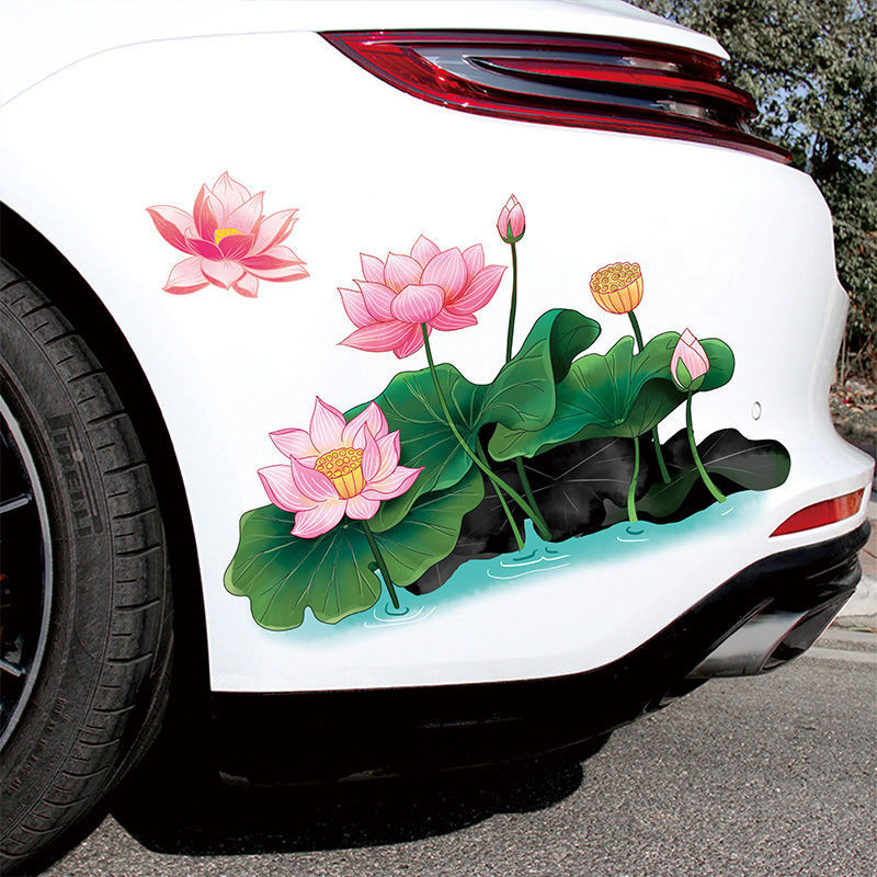 Car Sticker Unique Lotus Peony Flower Car Sticker Body Rear Bumper ...