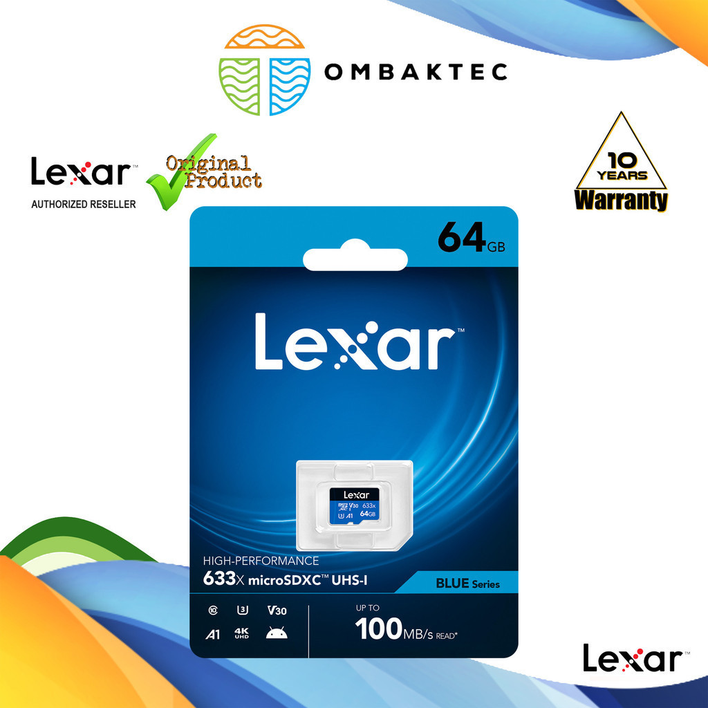 Lexar 633x microSDHC 64GB High-Performance microSDXC™ UHS-I Cards BLUE Series | Shopee Malaysia