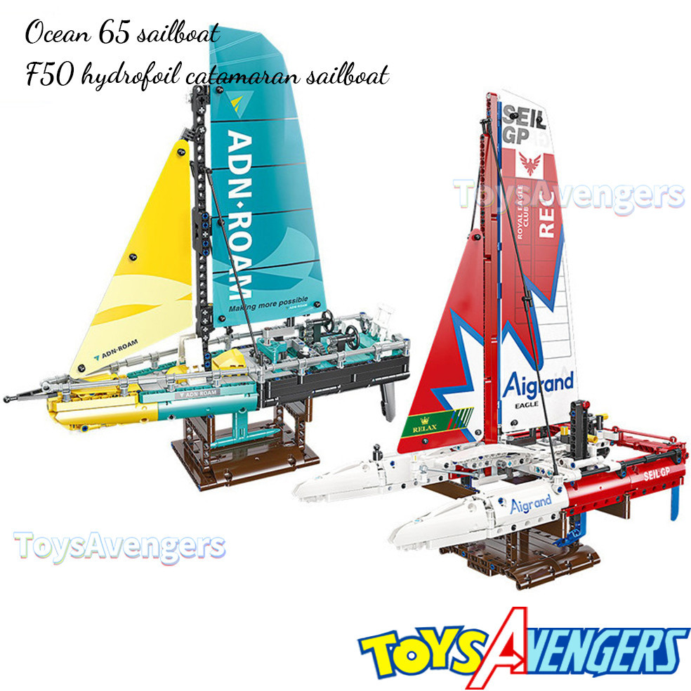 58123-24 Sailboat Series Building Blocks F50 hydrofoil catamaran ...