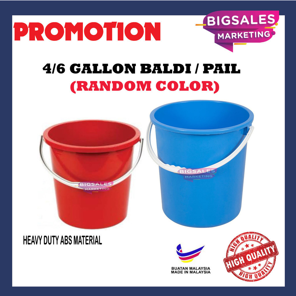 BIGSALES 4/6 Gallon High Quality Plastic Solid Pail Mop Bucket With ...