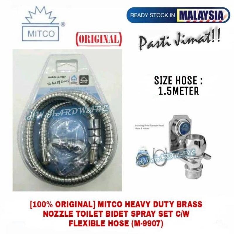 [100% ORIGINAL] MITCO HEAVY DUTY BRASS NOZZLE TOILET BIDET SPRAY SET C/W FLEXIBLE HOSE (M-9907 ...