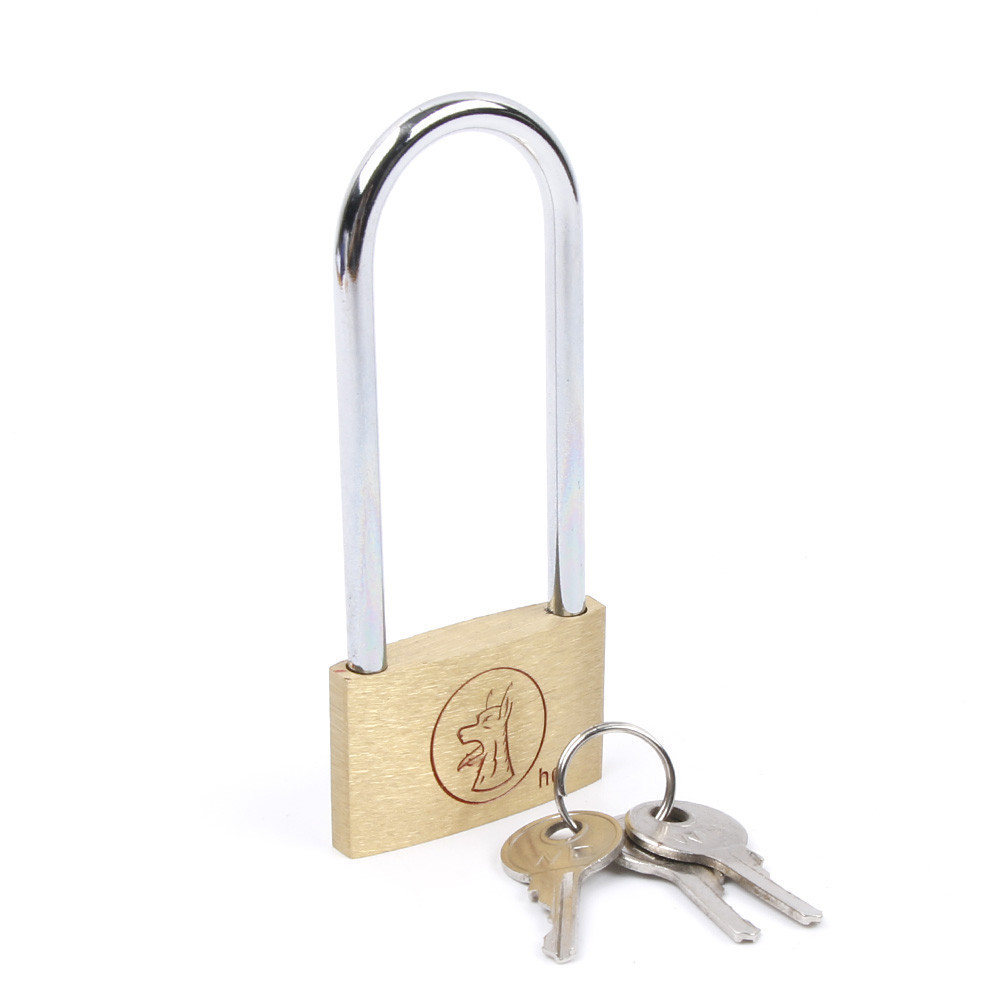 Solid Brass Padlock with 3 Keys, 3Inch Long Shackle Locker Lock, 1-9/16 ...