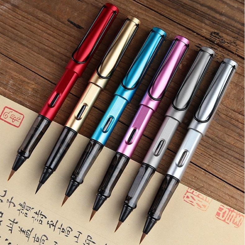 Pen Type Brush Beauty Calligraphy Set Practice Soft Head Hair Fountain ...