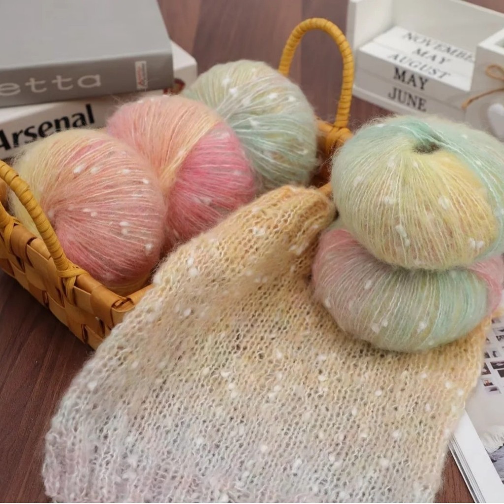 1Piece 50g Gradient Snowflake Dot Soft Mohair Yarn Knitting Angora Yarn ...