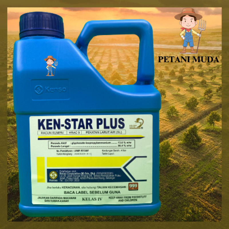 [ORIGINAL] 4L Ken Star Plus Kenso Glyphosate 13.6% Kenstar plus/ ken star untuk Rampai/Lalang ...