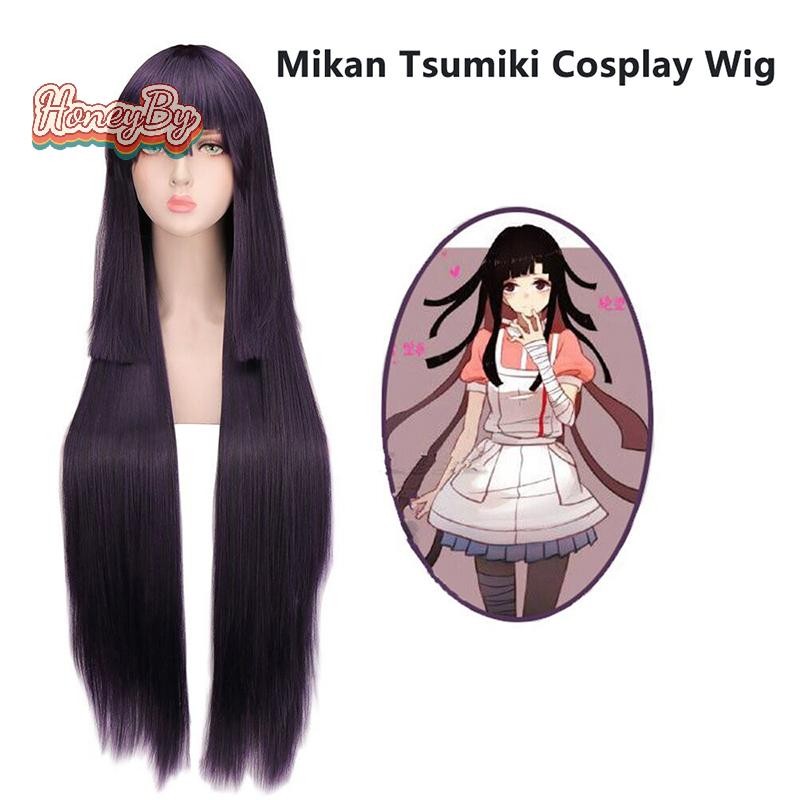 honeybird 100cm Mikan Tsumiki Black Purple Long Straight Cosplay Wig ...