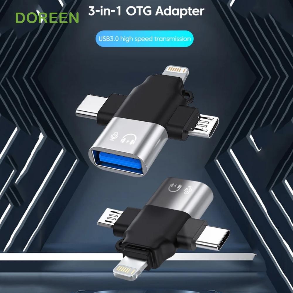 DOREEN 3 in 1 OTG Converter, USB 3.0 Type C 3 in 1 Otg Adapter, Phone Accessories Micro USB IOS ...