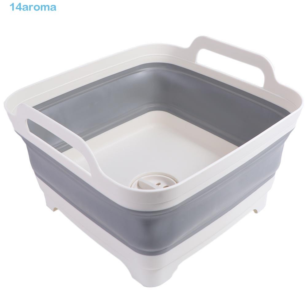 AROMA Collapsible Vegetable Wash Basin, Grey Portable Folding Drain ...