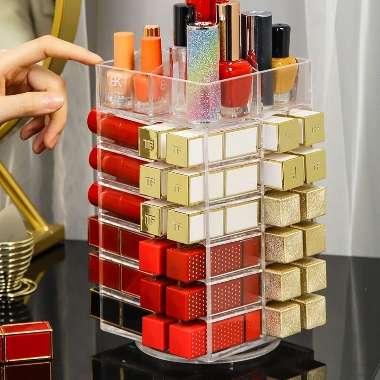 Rotating Lipstick Storage Vertical ins Style Multi-Grid Lip Glaze Shelf ...