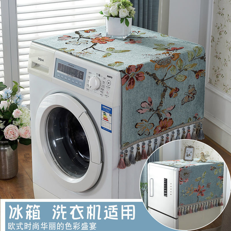 European Style Refrigerator Cover Cloth Chenille Suede American ...