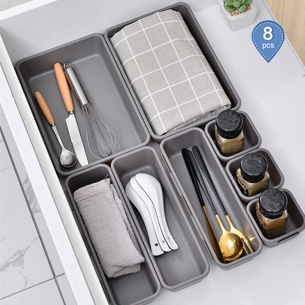 8Pcs/Set Drawer Storage Box Home Organizer Box Tabletop Drawer ...