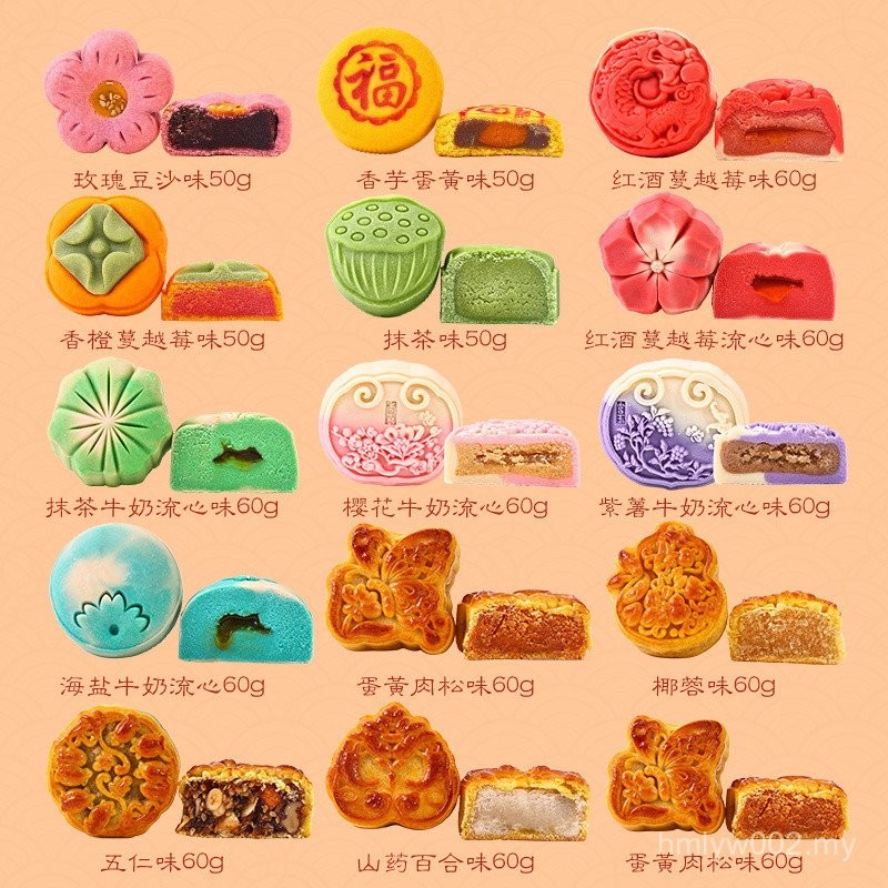 Mooncake Gift Box Cantonese-Style Egg Yolk Lotus Seed Traditional Five ...