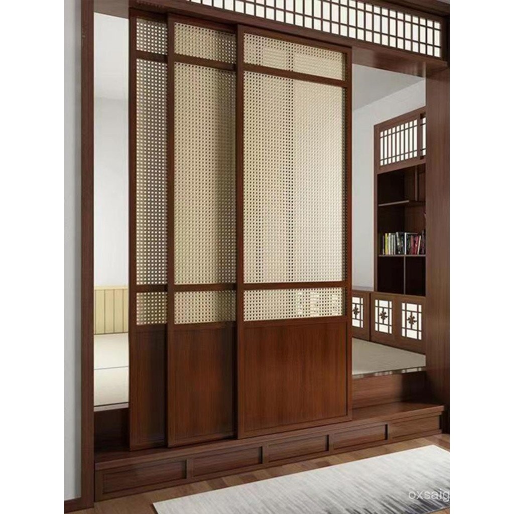 Rattan Door Solid Wood Folding Door Partition Door Japanese Style ...