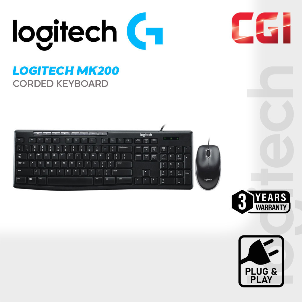Logitech Mk200 Media Corded Keyboard And Mouse Combo 920 002693 Shopee Malaysia