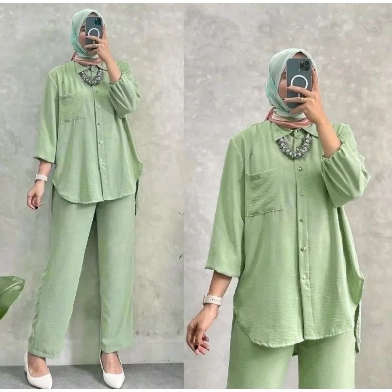 One SET ZEMA AMANDA POCKET / WOMEN'S CRINGKLE SET AMANDA SET | Shopee ...