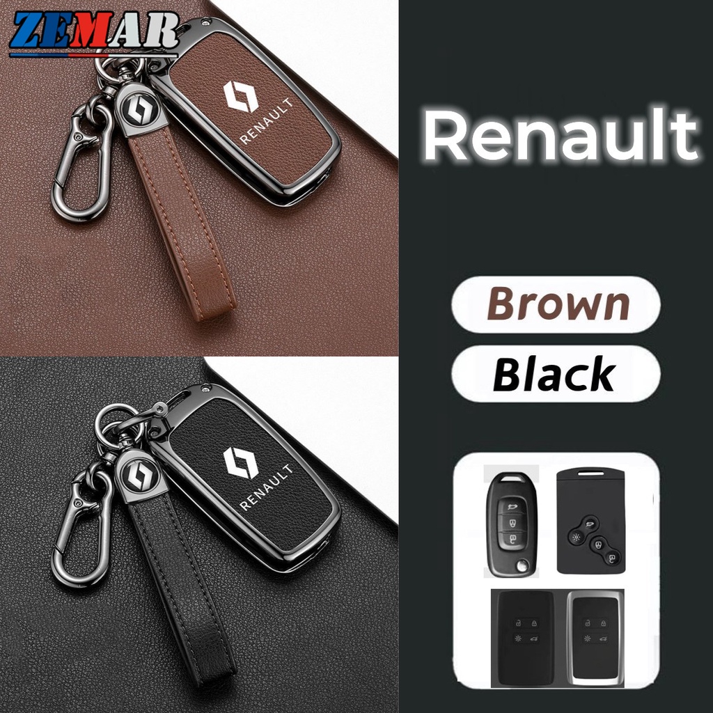Renault Leather Car Key Shell Key Case Zinc Alloy Key Cover Smart Key ...