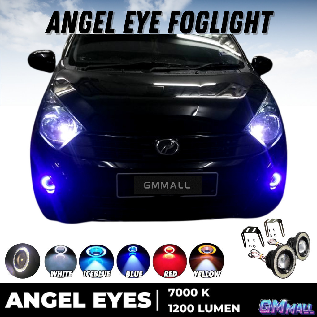 PERODUA AXIA ANGEL EAGLE EYE LED LIGHT 2pc Car Fog light Halo Ring ...