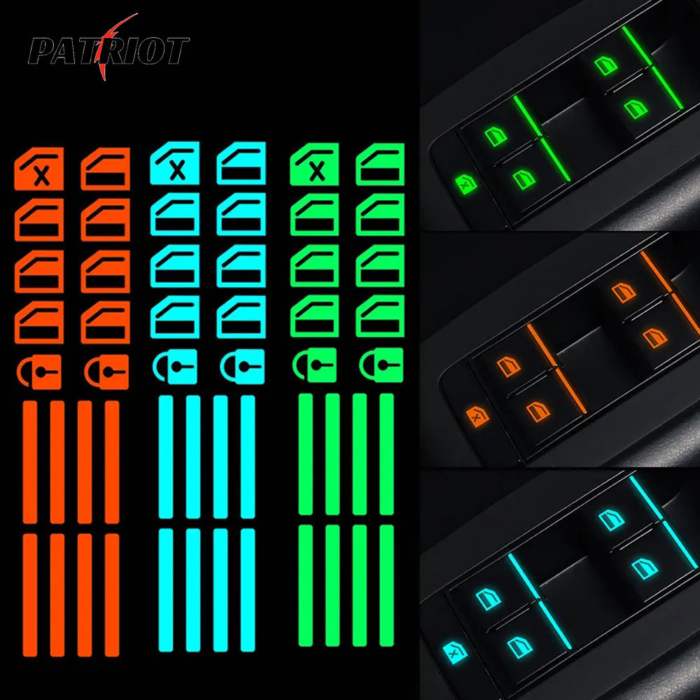 [PATRIO] Car Luminous Button Stickers Window Lifter Switch Decals Night ...