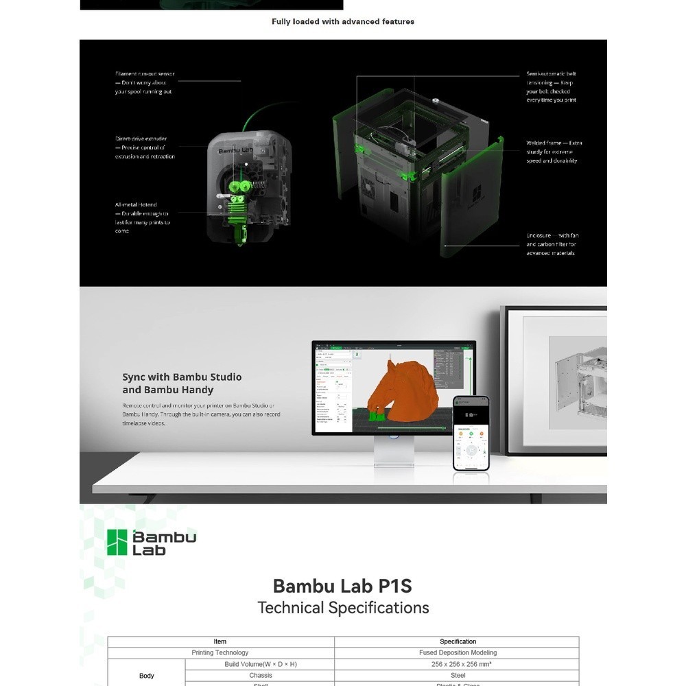 Bambu Lab P1 Series P1P / P1S / P1S Combo High Speed Printing FDM 3D ...