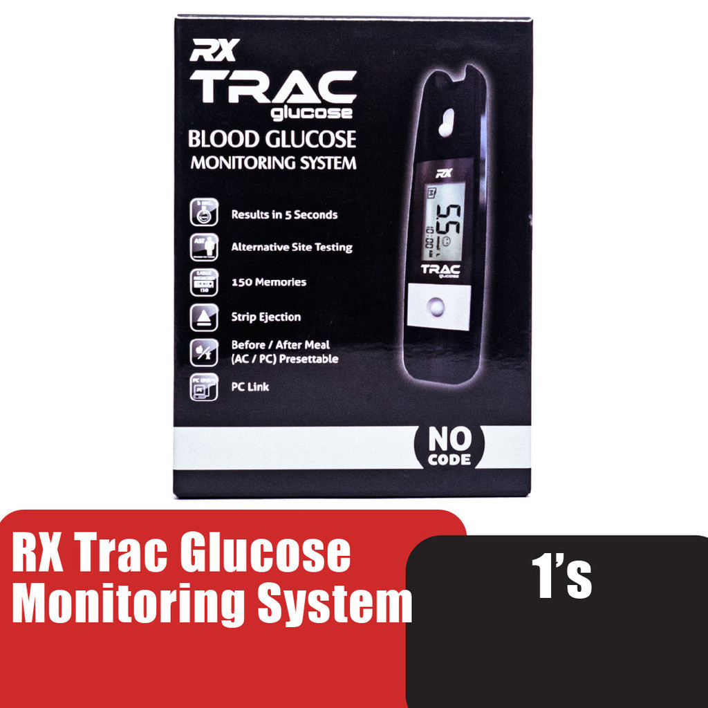 Rx Trac Blood Glucose Monitor Blood Sugar Test Glucometer Mesin Cek ...