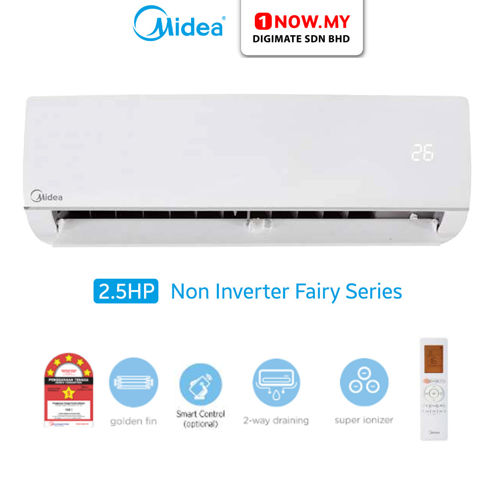 MIDEA 2.5HP Non Inverter Air Conditioner MSMF-25CRN8 | Fairy Series AC Penghawa Dingin 冷气机 ...
