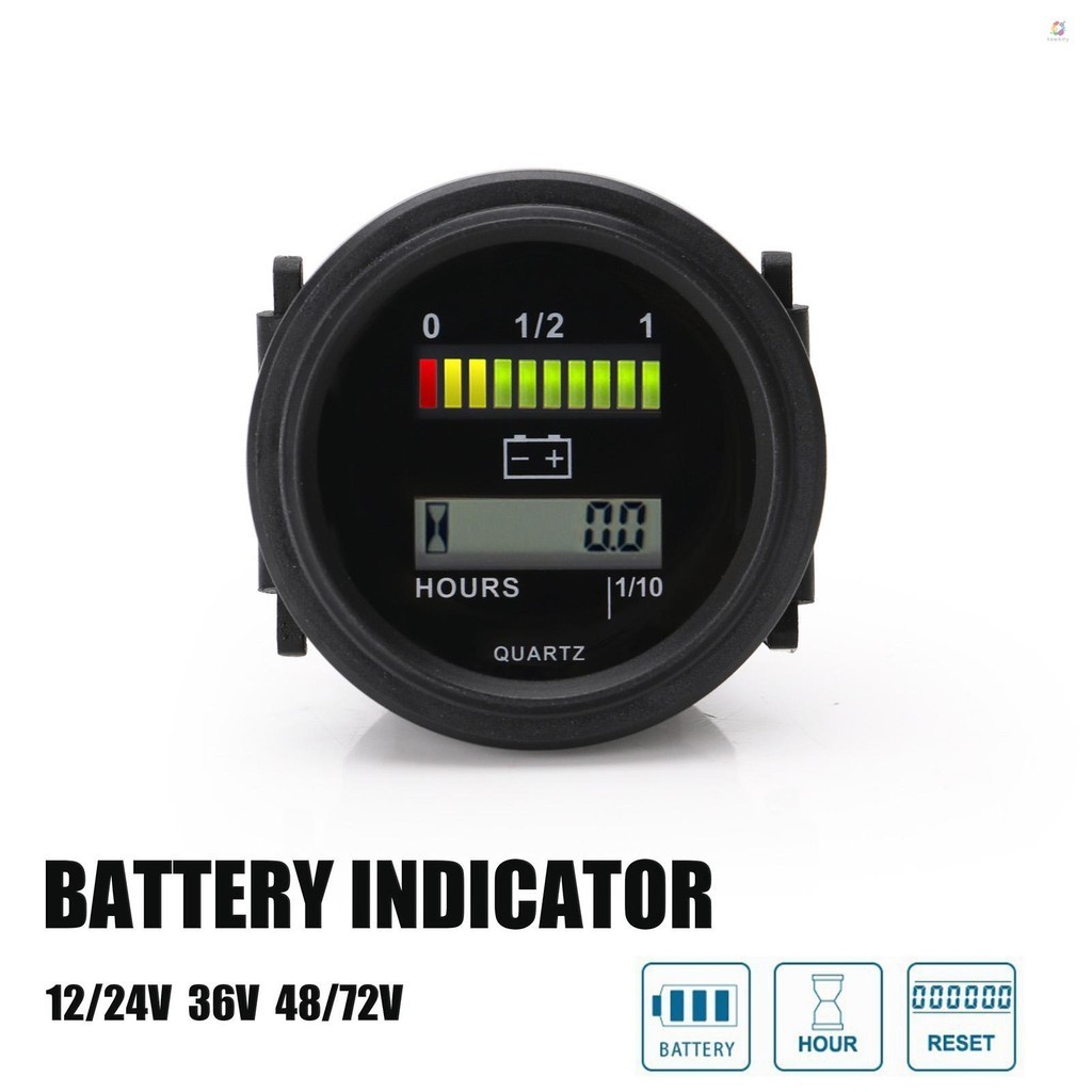 Kawamy Digital Lcd Hour Meter with led battery indicator Gauge 12V 24V ...