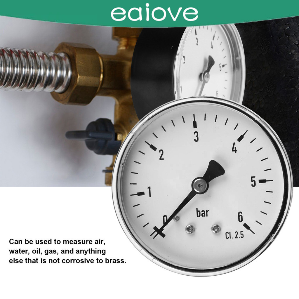 1/4 Male NPT Thread Mount 0-6bar Plate Pressure Gauge Manometer Dial ...