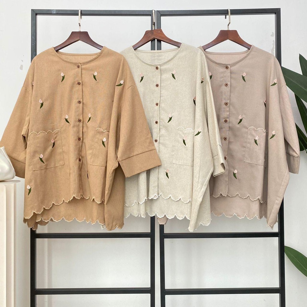 FLORIAN BLOUSE SULAM ( COTTON LINEN ) | Shopee Malaysia