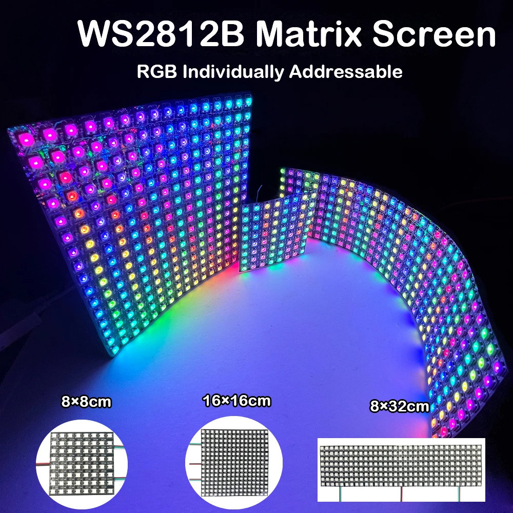 5V WS2812B 12V WS2815 RGB Programmable 16x16 Flexible Screen Led Module ...