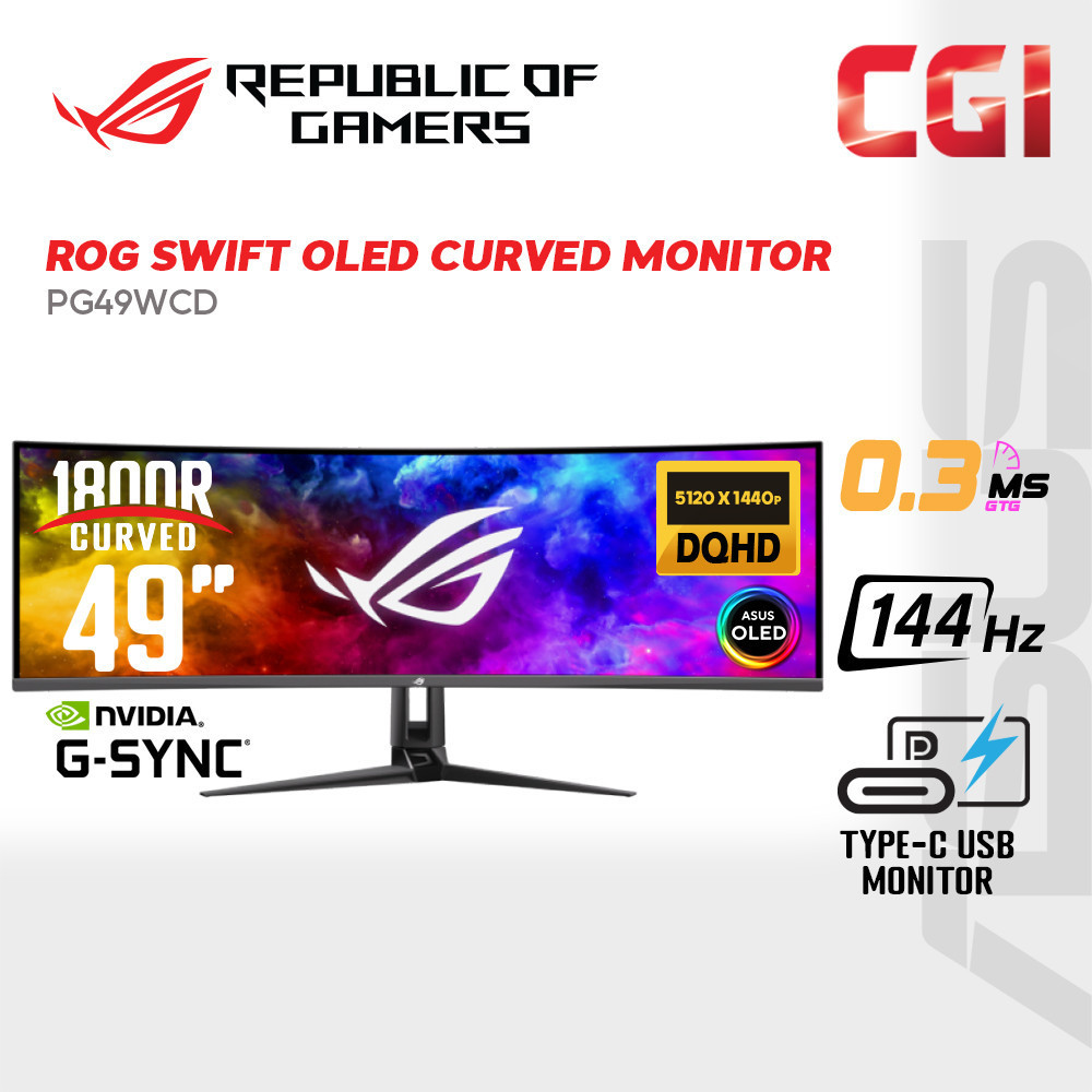 Asus 49"ROGSwift PG49WCD QDOLED DQHD HDR400Gsync 144Hz0.03ms DeltaE